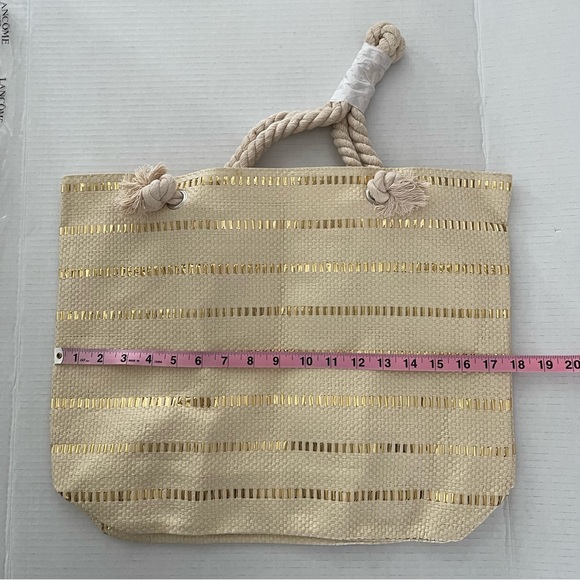 Lancome | Bags | New Raffia And Gold Summer Beach Bag | Poshmark